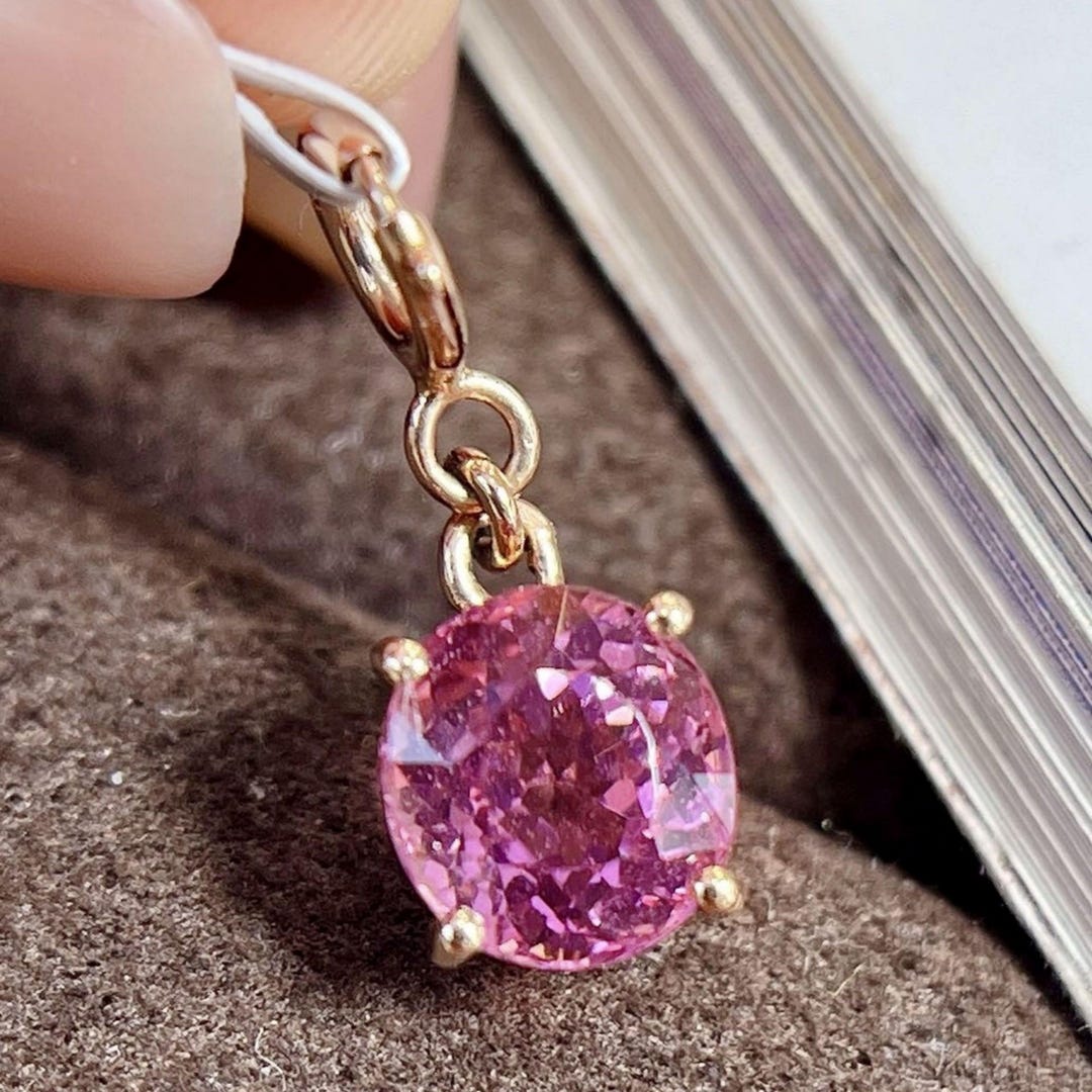 Natural Cherry Pink Tourmaline Necklace in 18k Rose Gold/minimalist ...