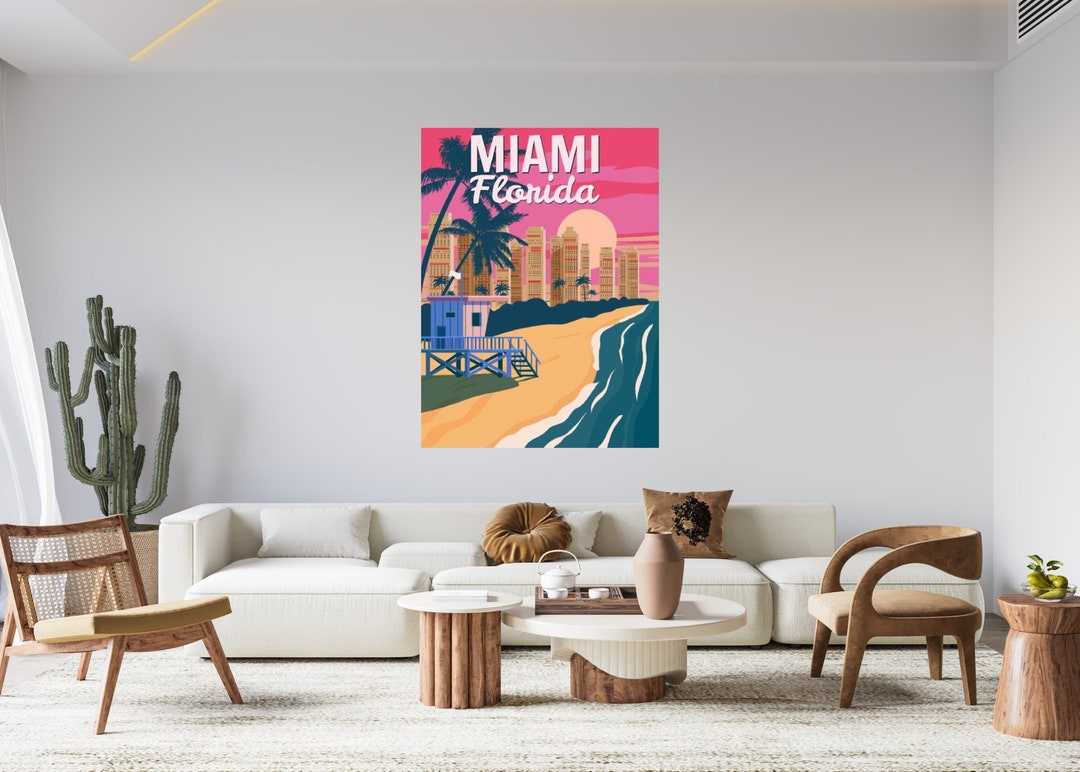 Miami Print, Miami Beach Poster, Florida Wall Art, Surf Print, Miami ...