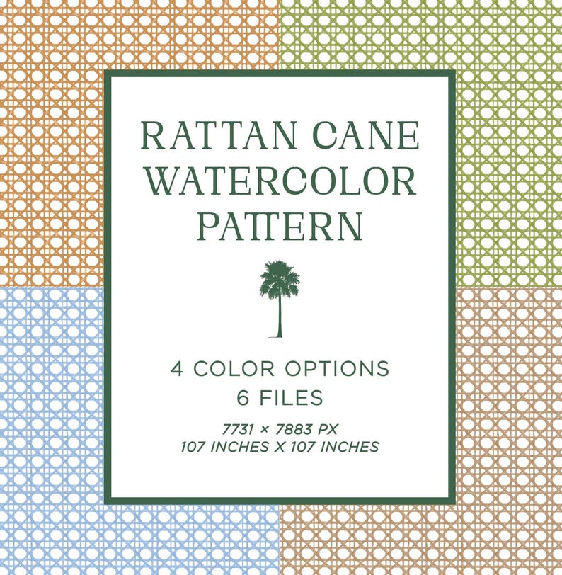 Rattan Cane Wicker Watercolor Pattern, Digital Download, Hand Drawn - Etsy