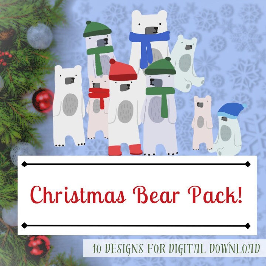 Polar Bear Collection | Christmas Clip Art | Cute Cartoon Illustrations ...