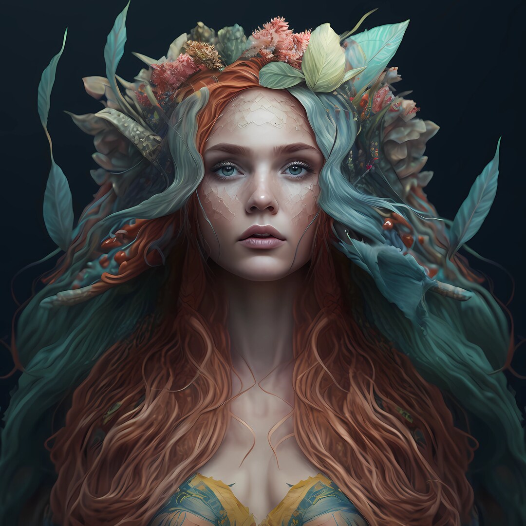 Boho Mermaid Print Digital Download, Ai Art, Wall Prints Mermaid Art ...