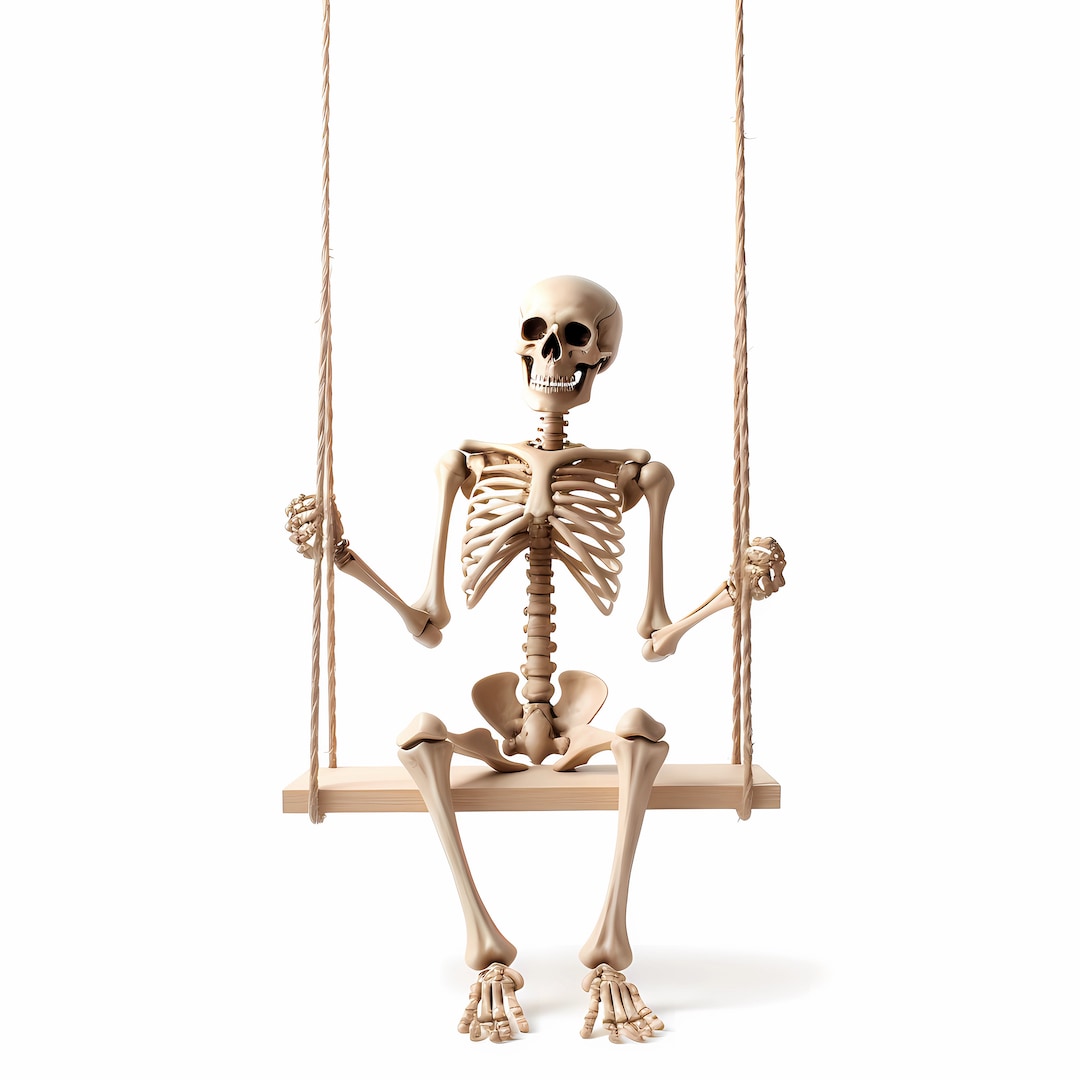 Halloween Skeleton on a Swing, AI Art, Instant Download, Halloween ...