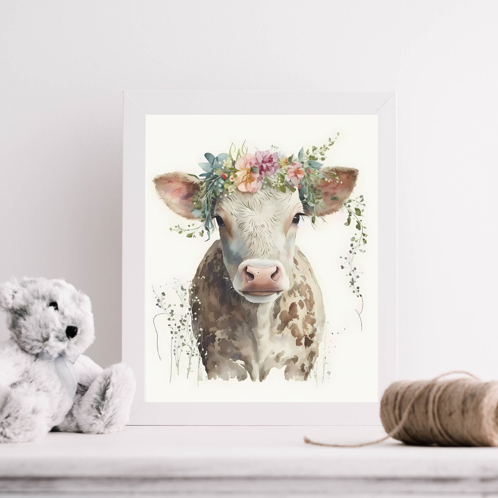 Watercolour Cow, Digital Download, AI Art, Cow Nursery Prints, Wall ...