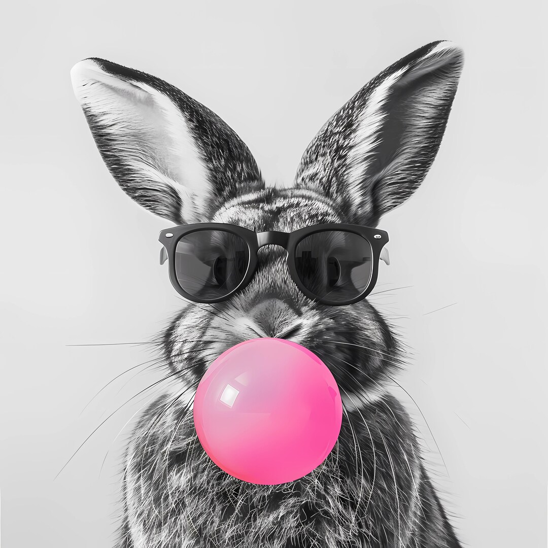 Bunny Blowing Bubble Gum, Nursery Printable Art, Ai Art, Instant ...