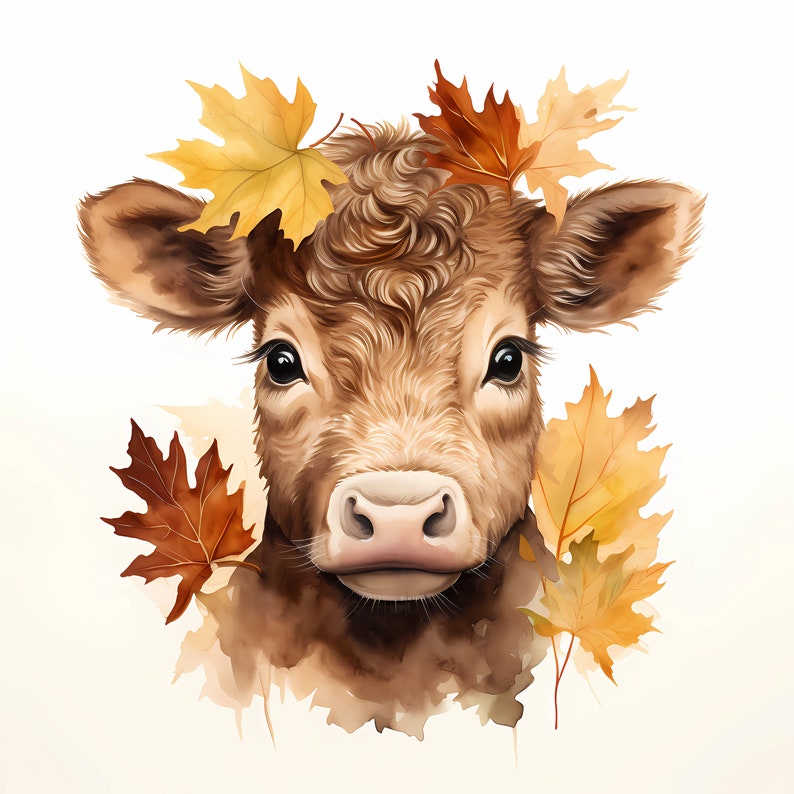 Set of 4 Fall Farm Animal Prints, AI Art, Instant Download, Nursery ...