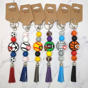 Customizable Sports Keychain, Handmade Silicone Bead Keychain, Team ...