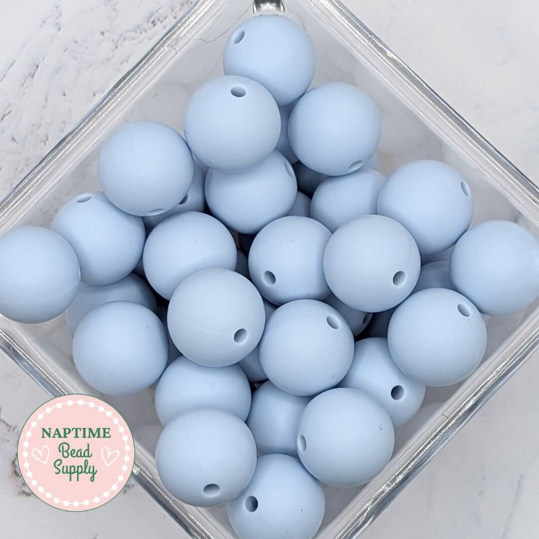 15mm Powder Blue Round Silicone Beads, Light Blue, 15 Mm Round Loose ...