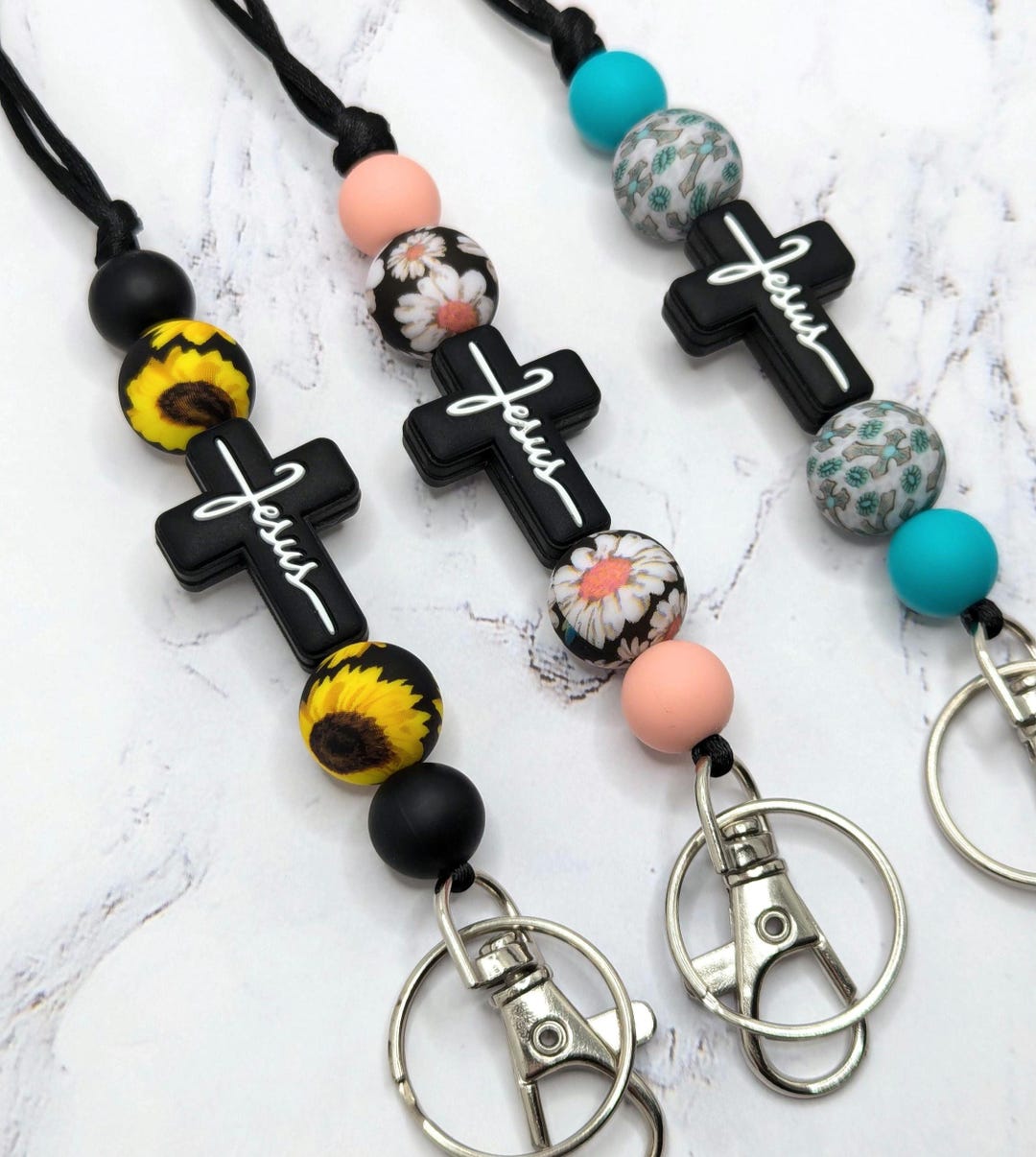Silicone Bead Lanyard, Jesus Cross, Teacher Lanyard, Workplace Lanyard ...