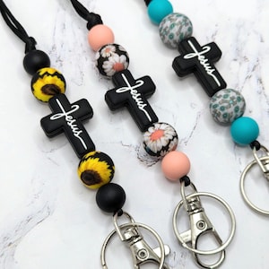 Silicone Bead Lanyard, Jesus Cross, Teacher Lanyard, Workplace Lanyard ...