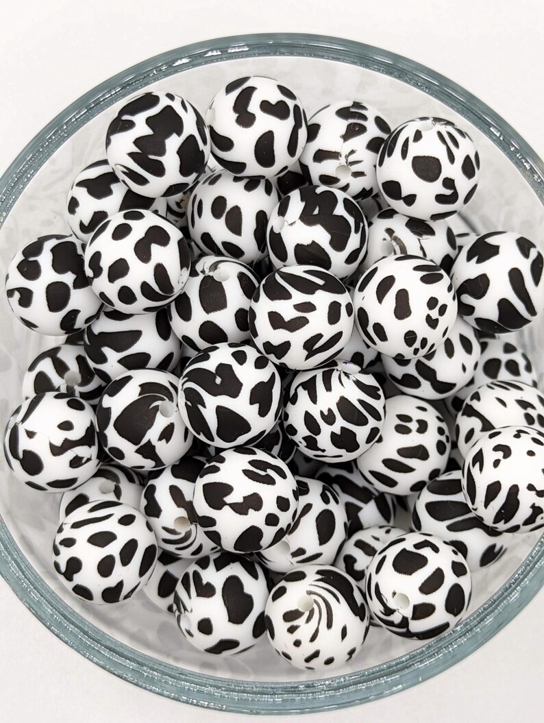 15mm Cow Print Beads: 5 Color Options, Speckled and Spotted - Etsy