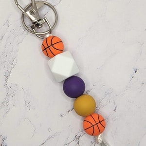 Customizable Sports Keychain: Handmade Silicone Bead Team Colors - Etsy