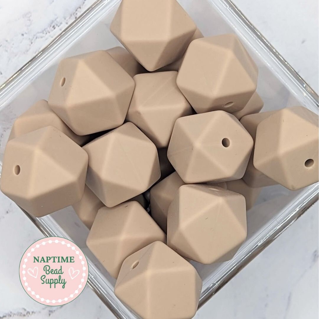 17mm Sand Hexagon Silicone Beads, Beige With Cool Undertones, Tan ...