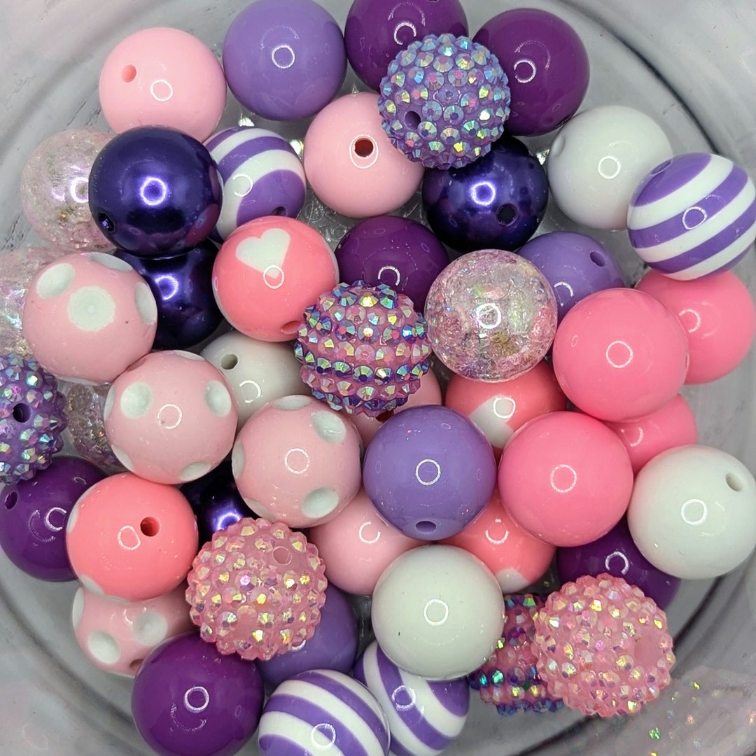 20mm Bubblegum Chunky Acrylic Bead Mix, Sets of 25 and 50 Beads, 20 Mm ...