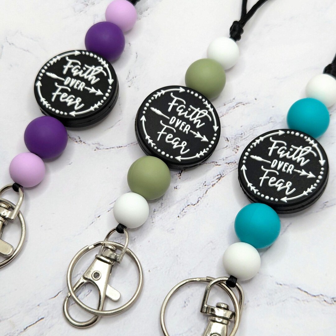 Faith Over Fear Silicone Bead Lanyard, Christian Lanyard, Workplace ...