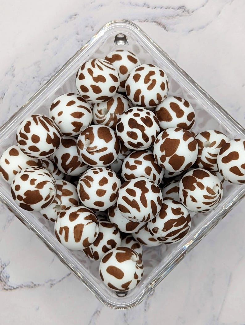 15mm Cow Print Beads: 5 Color Options, Speckled and Spotted - Etsy