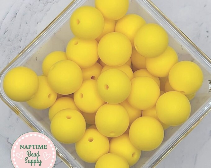 15mm Lemon Yellow Color Round Silicone Beads, 15 Mm Round Loose Beads ...