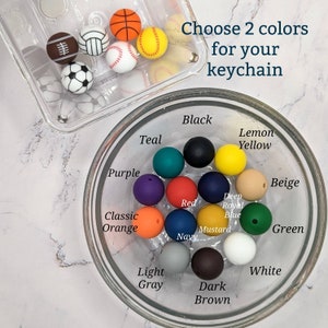 Customizable Sports Keychain, Handmade Silicone Bead Keychain ...