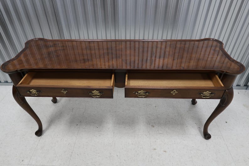 Vintage Burl Wood Porringer Top 2 Drawer Console Table Vintage Find - Etsy
