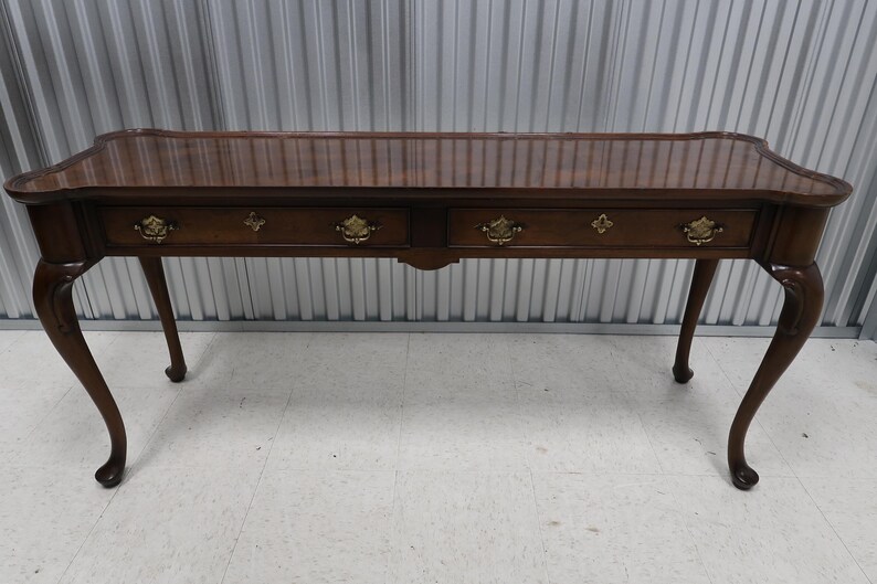 Vintage Burl Wood Porringer Top 2 Drawer Console Table Vintage Find - Etsy