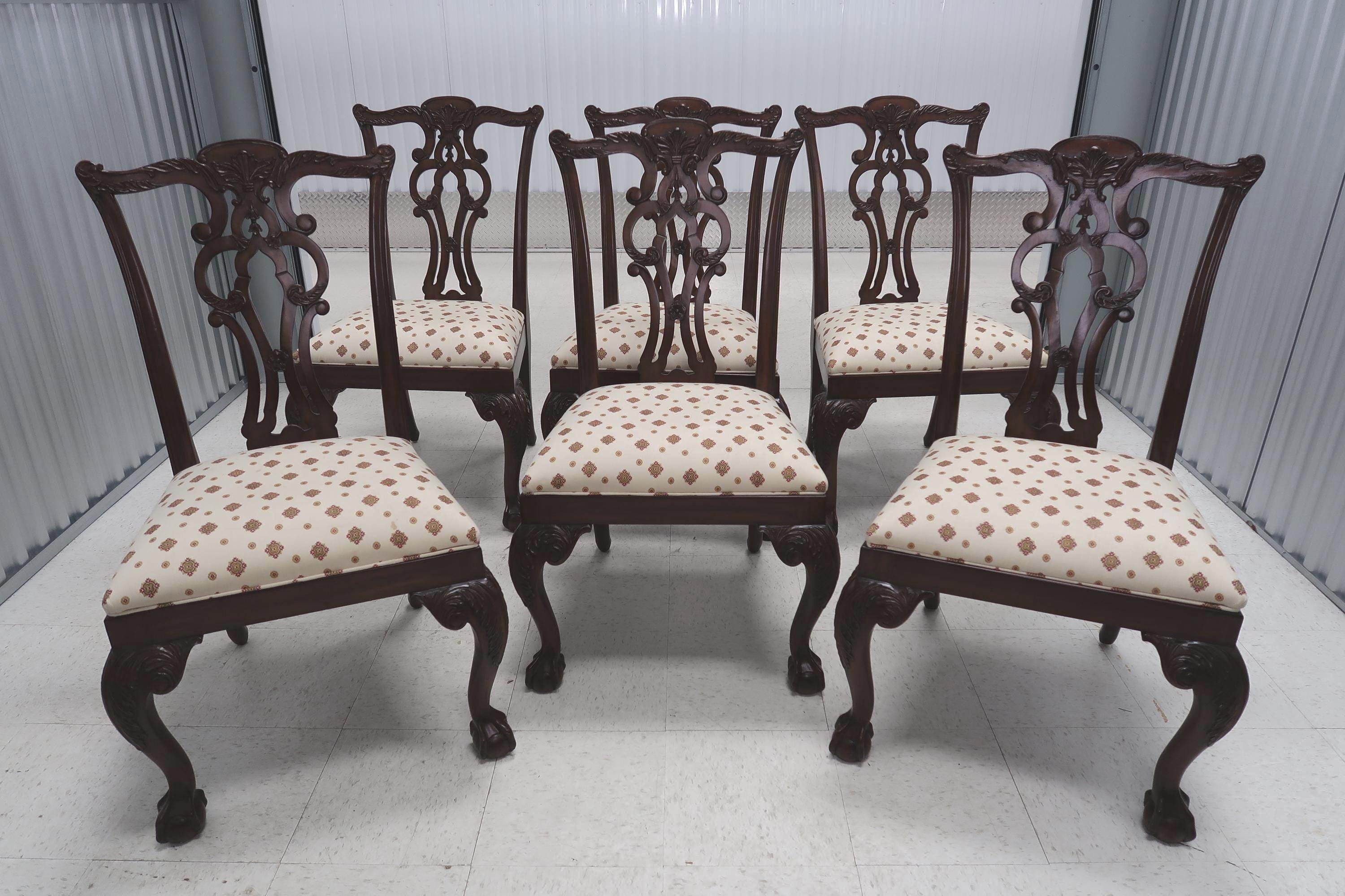 6 Ethan Allen Chippendale Mahogany Ball & Claw Dining Chairs Vintage ...