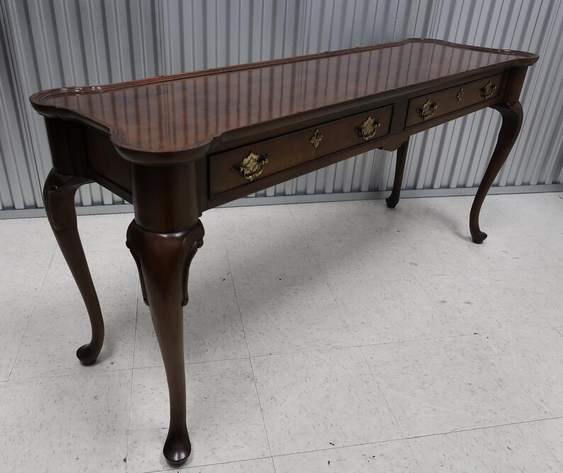 Vintage Burl Wood Porringer Top 2 Drawer Console Table Vintage Find - Etsy