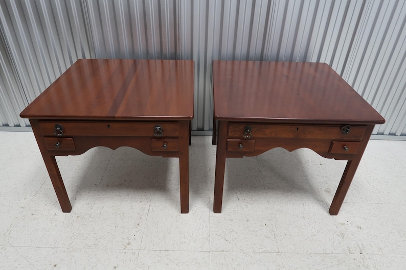 Pair Lexington Bob Timberlake Cherry Square Island Tables Vintage Find ...