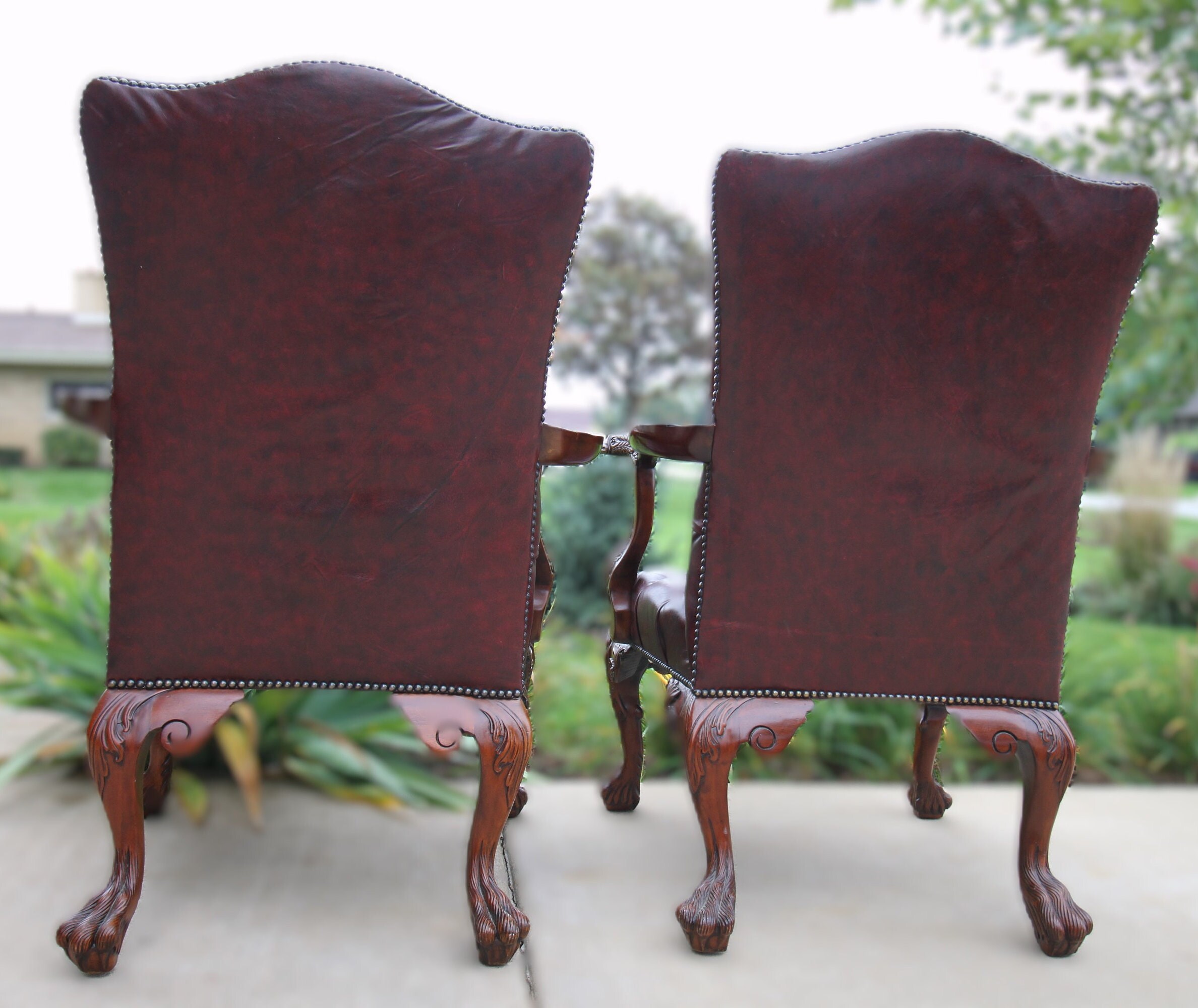 Maitland Smith Tufted Eagle & Lion Head Large Executive Office Chairs ...