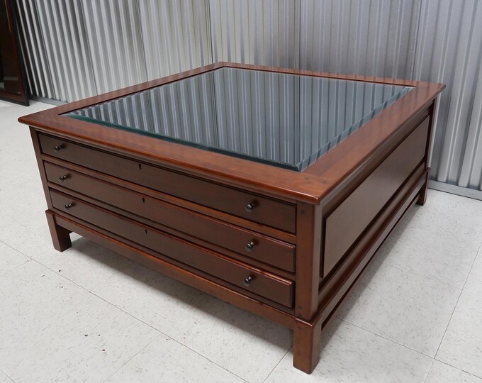 Bob Timberlake Cherry Square Display Glass Top Coffee Table Vintage ...