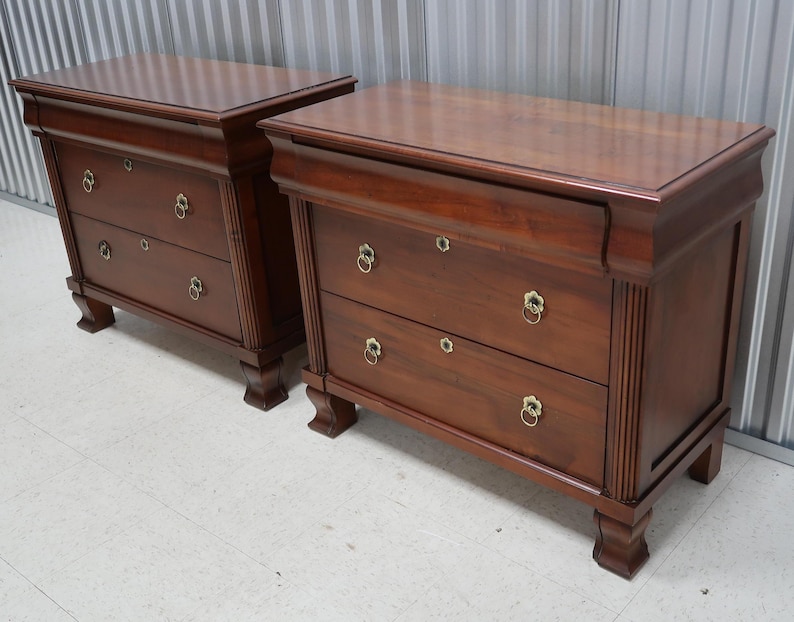 Pair Ethan Allen British Classics Maple Cinnabar Nightstands Vintage ...