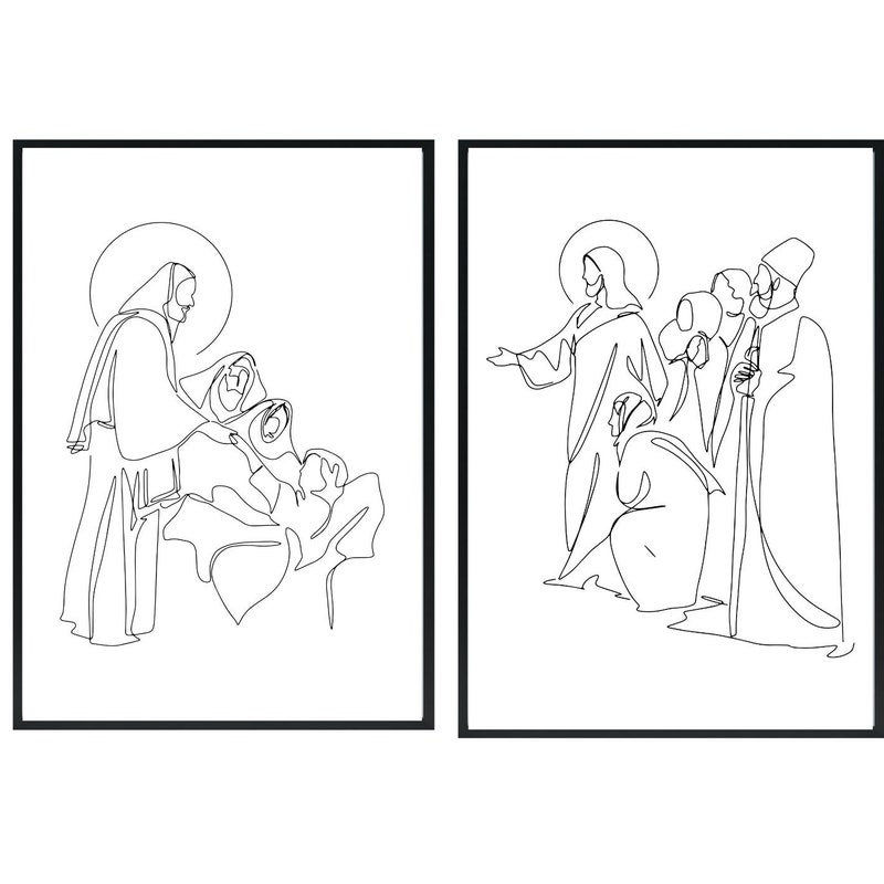 Jesus Line Drawing - Etsy