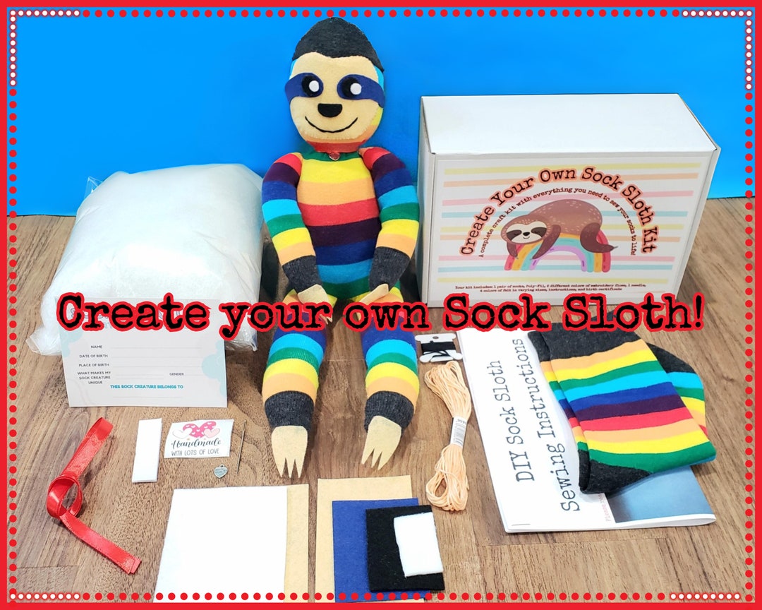 Sock Sloth Crafting Kit, Kids Craft Kits, DIY Craft Kit, Sock Dolls ...