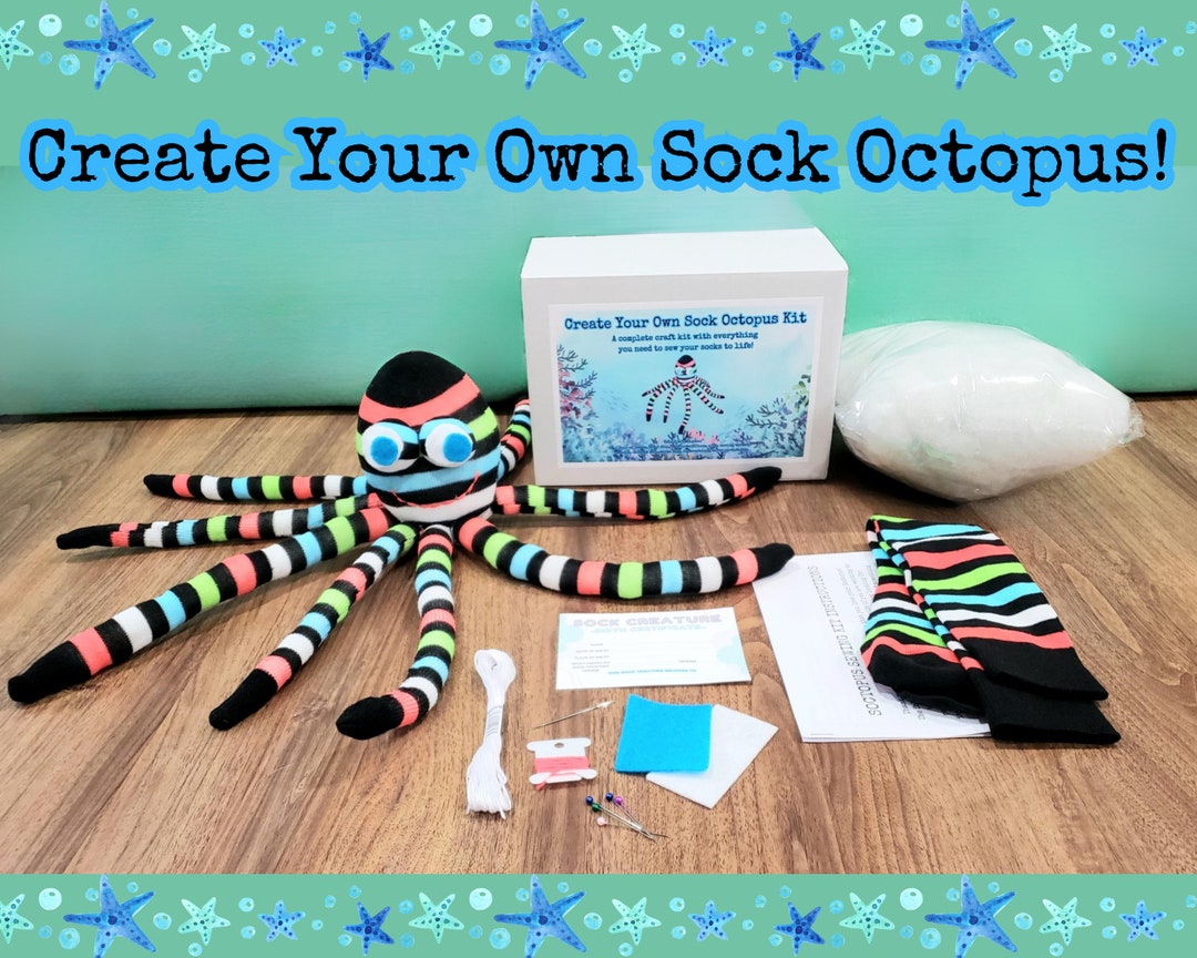 Sock Octopus Hand Sewing DIY Doll, Craft Kit, Kids Craft, Cute Plushie ...