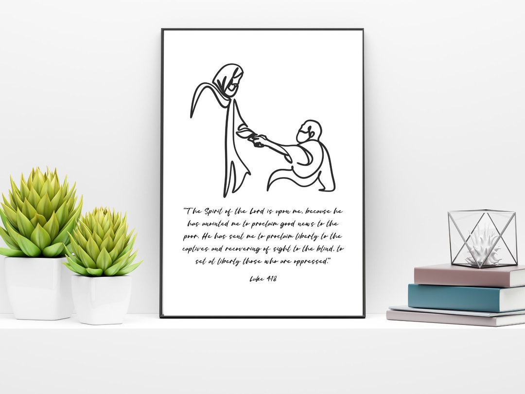 Proclaim Liberty to the Captives Modern Christian Line Art, Bible Verse ...
