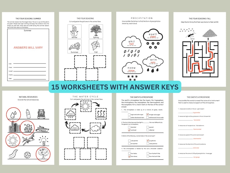 35 Science Worksheets, at Home Learning Bundle, Printable Worksheets ...
