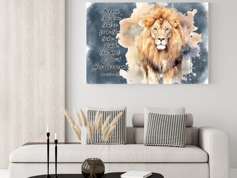Lion of Judah Art, Christian Wall Art Canvas, Bible Verse Canvas ...