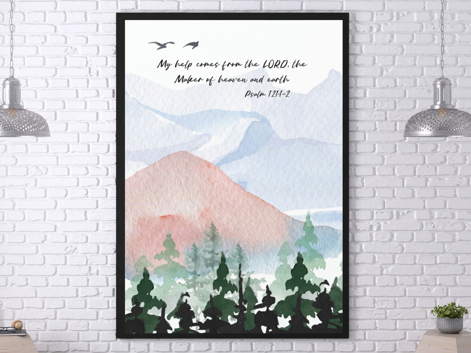 3 Piece Nature Bible Verse Wall Art, Psalm 121, Modern Christian Art ...