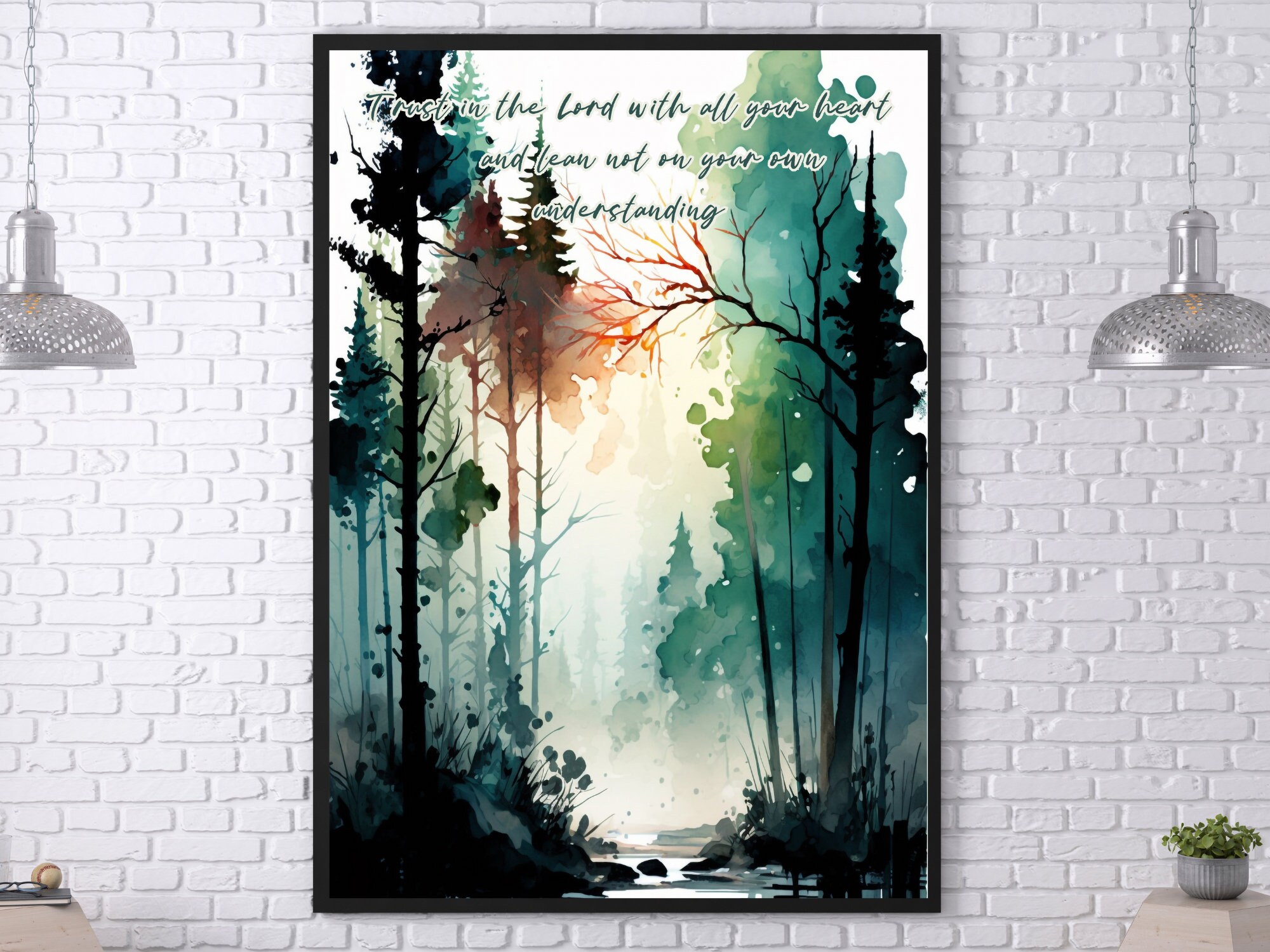 3 Piece Nature Bible Verse Wall Art, Proverbs 3:5-6, Modern Christian ...