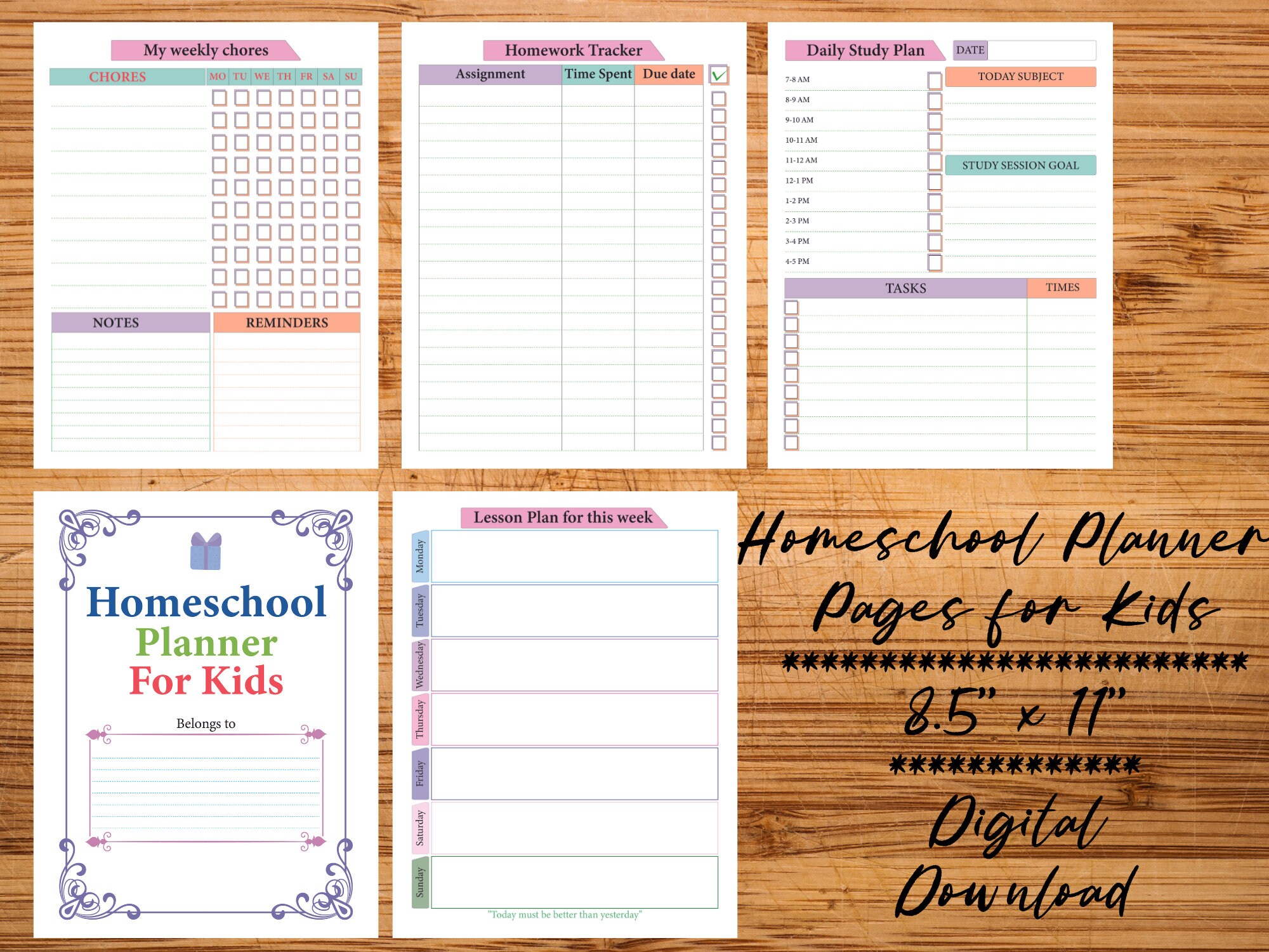 Homeschool Planner Printable for Kids, Printable Homeschool Kids ...