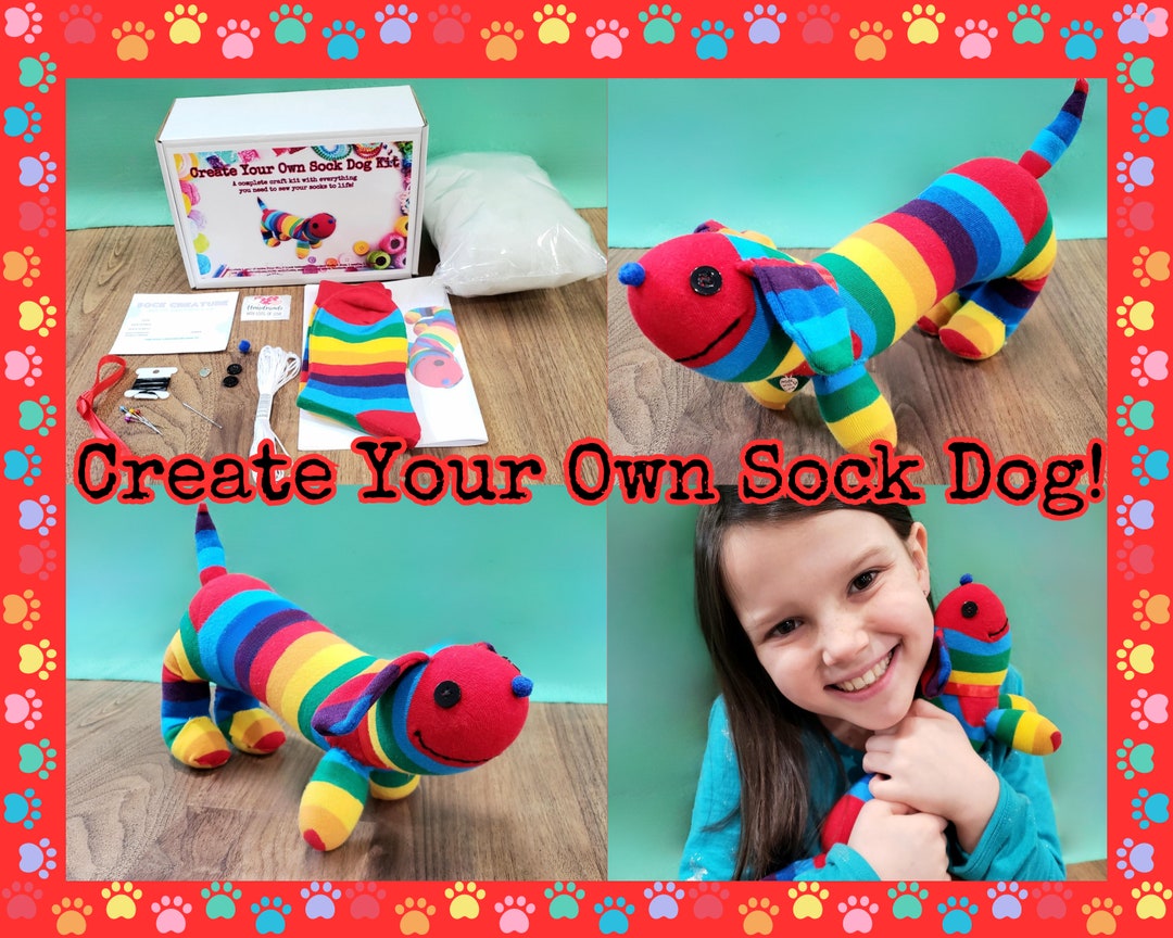 Sock Dog Craft Kit, Do It Yourself Craft Kit, Sewing Kit, Craft Kit for ...