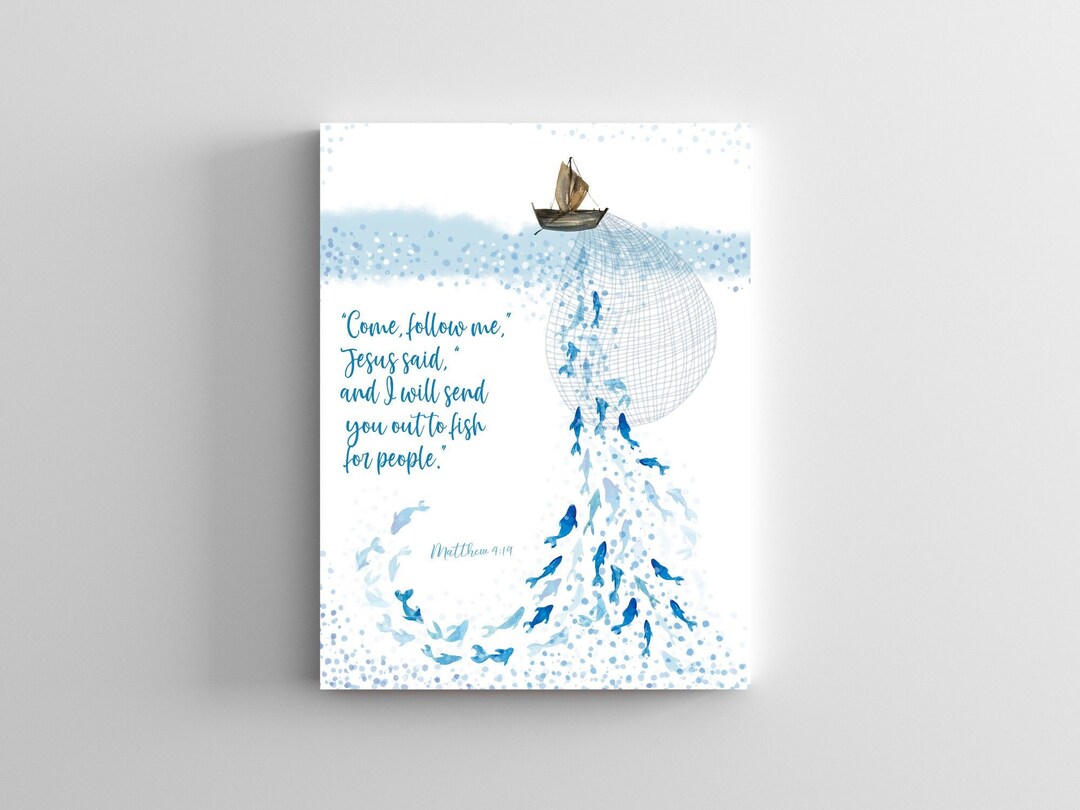 Come Follow Me Christian Wall Art Canvas, Matthew 4:19 Art, Fishers of ...