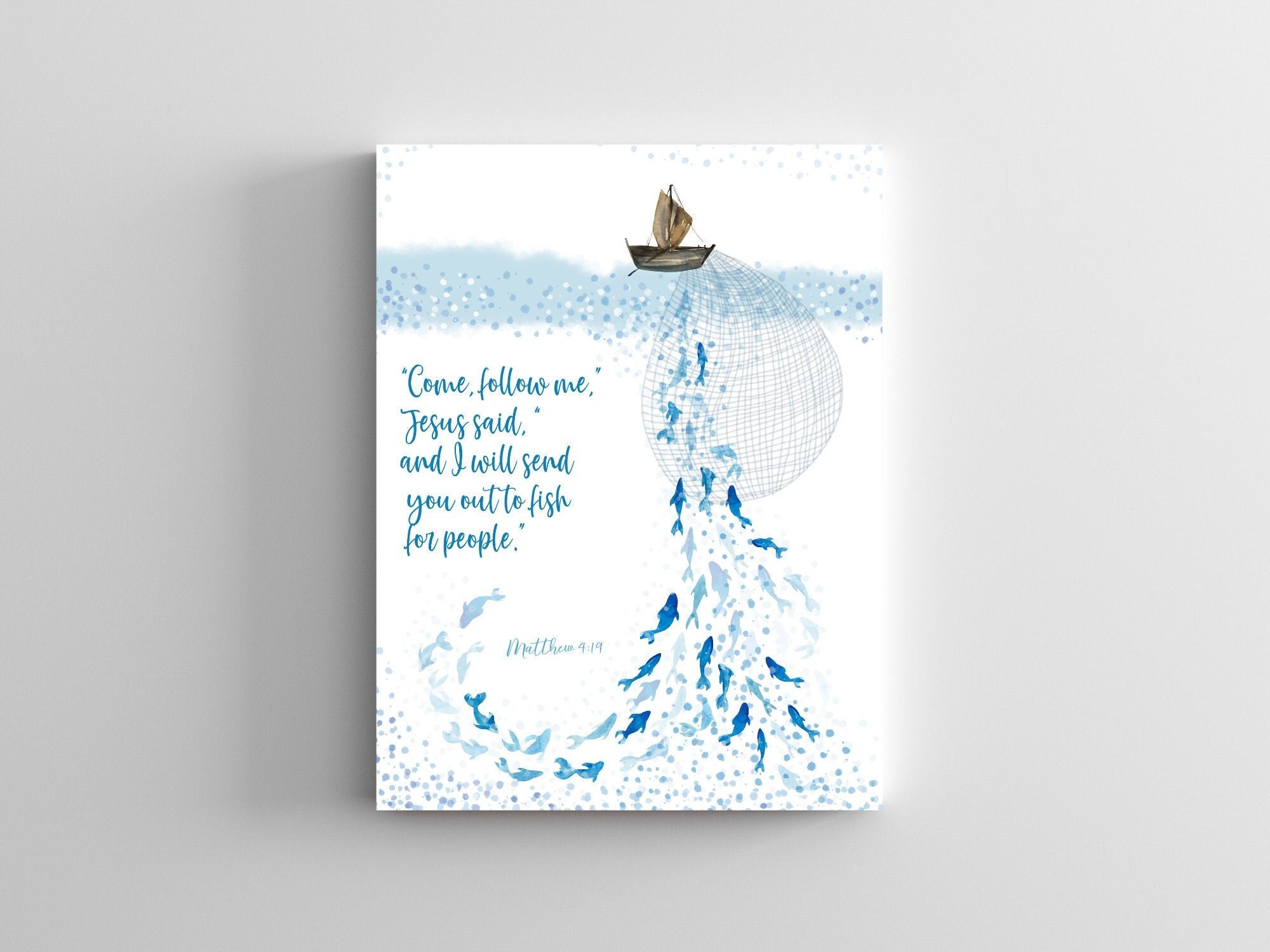 Come Follow Me Christian Wall Art Canvas, Matthew 4:19 Art, Fishers of ...