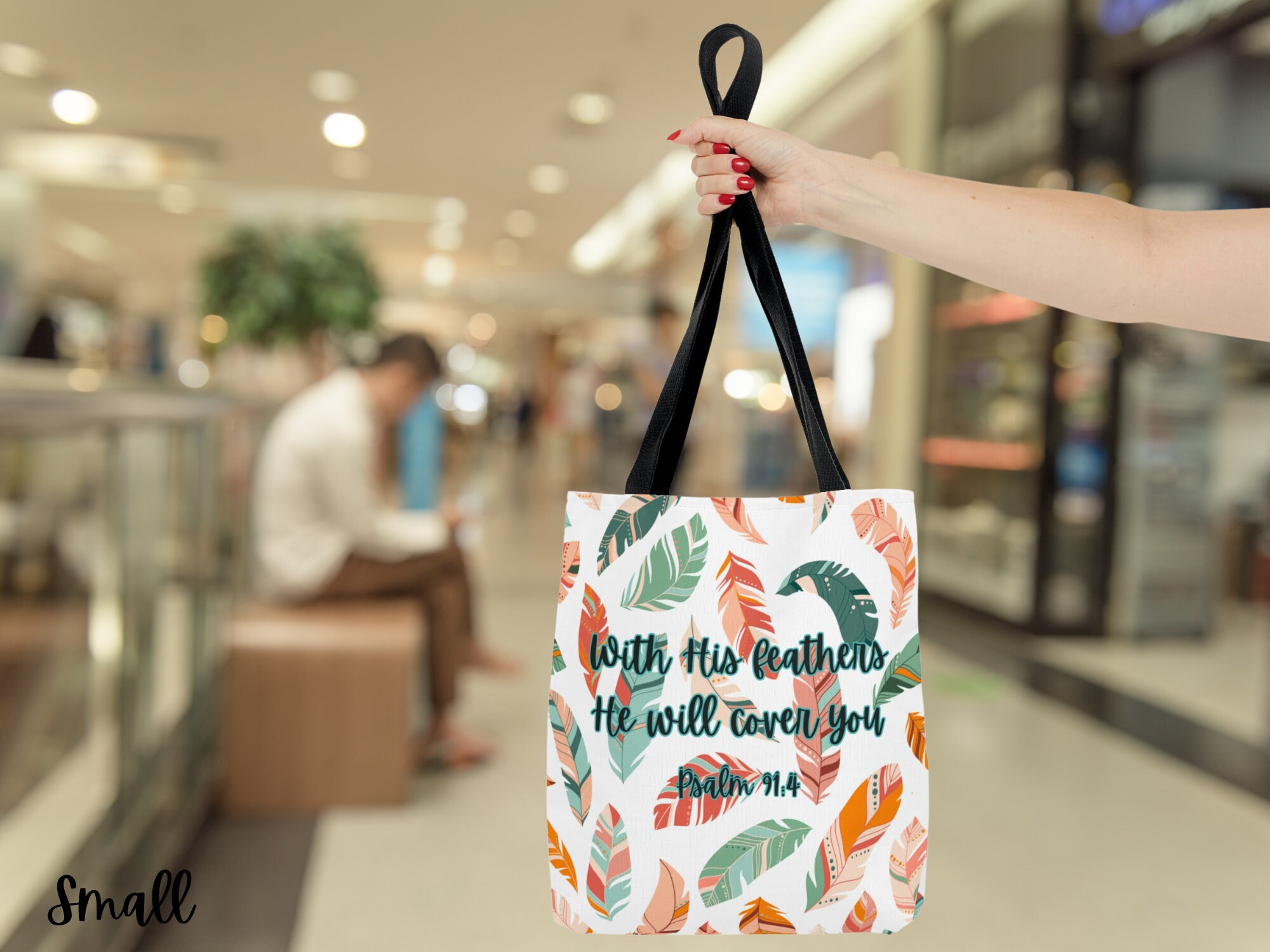 Psalm 91 Christian Tote Bag, Psalm 91:4, Bible Verse Tote Bag, Church ...