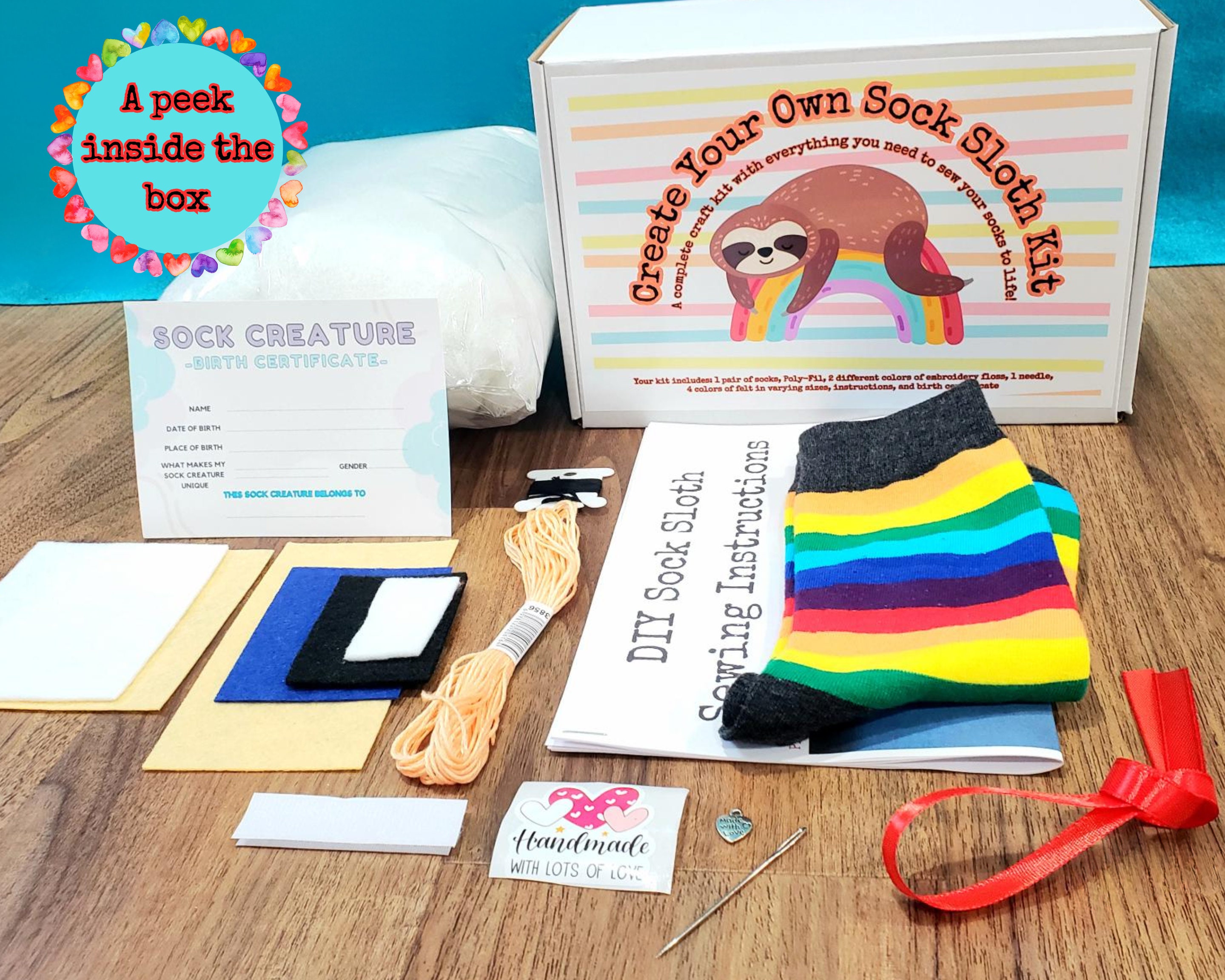 Sock Sloth Crafting Kit, Kids Craft Kits, DIY Craft Kit, Sock Dolls ...