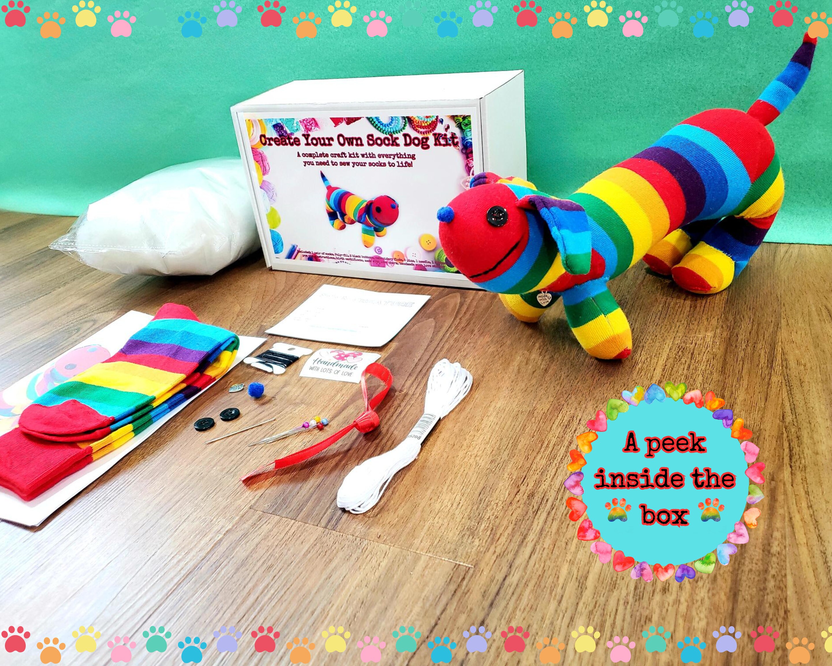Sock Dog Craft Kit, Do It Yourself Craft Kit, Sewing Kit, Craft Kit for ...