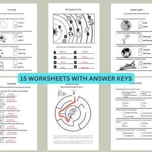 15 Science Worksheets, Space Learning Bundle, Printable Worksheets ...