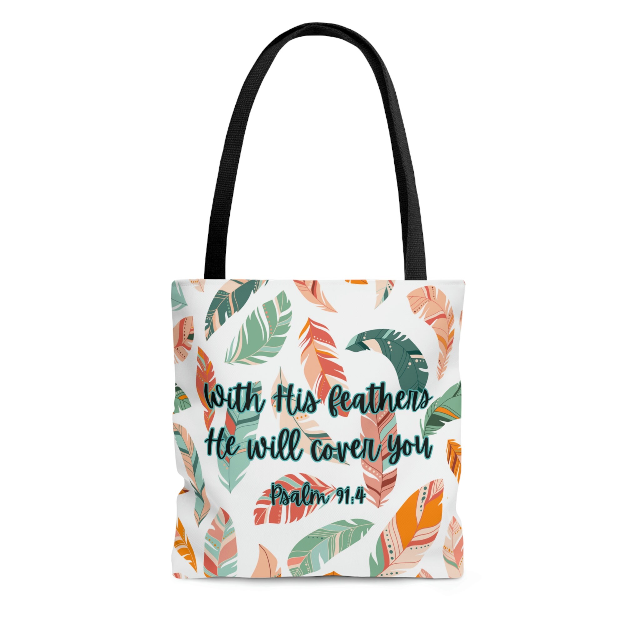 Psalm 91 Christian Tote Bag, Psalm 91:4, Bible Verse Tote Bag, Church ...