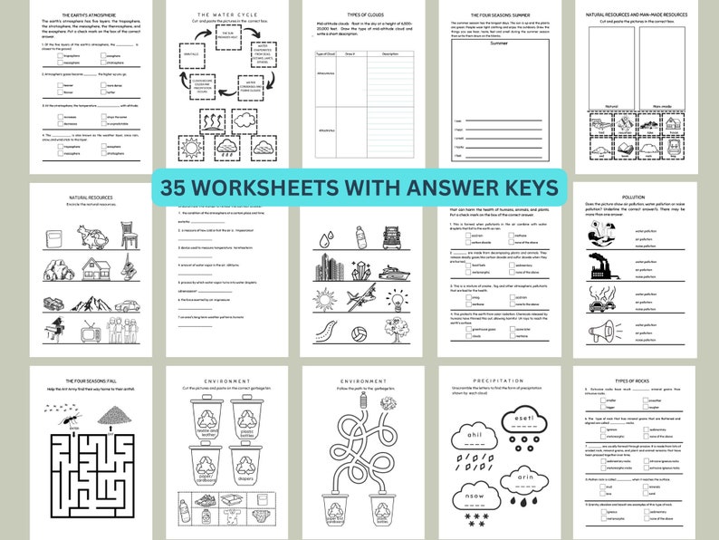 35 Science Worksheets, at Home Learning Bundle, Printable Worksheets ...
