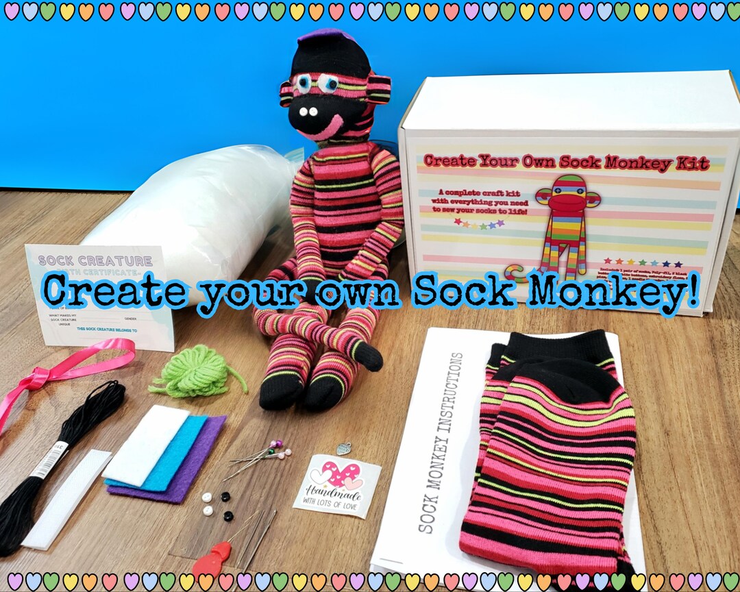 Monkey Plushie, Monkey Stuffed Animal, Handmade Dolls, Craft Kit for ...