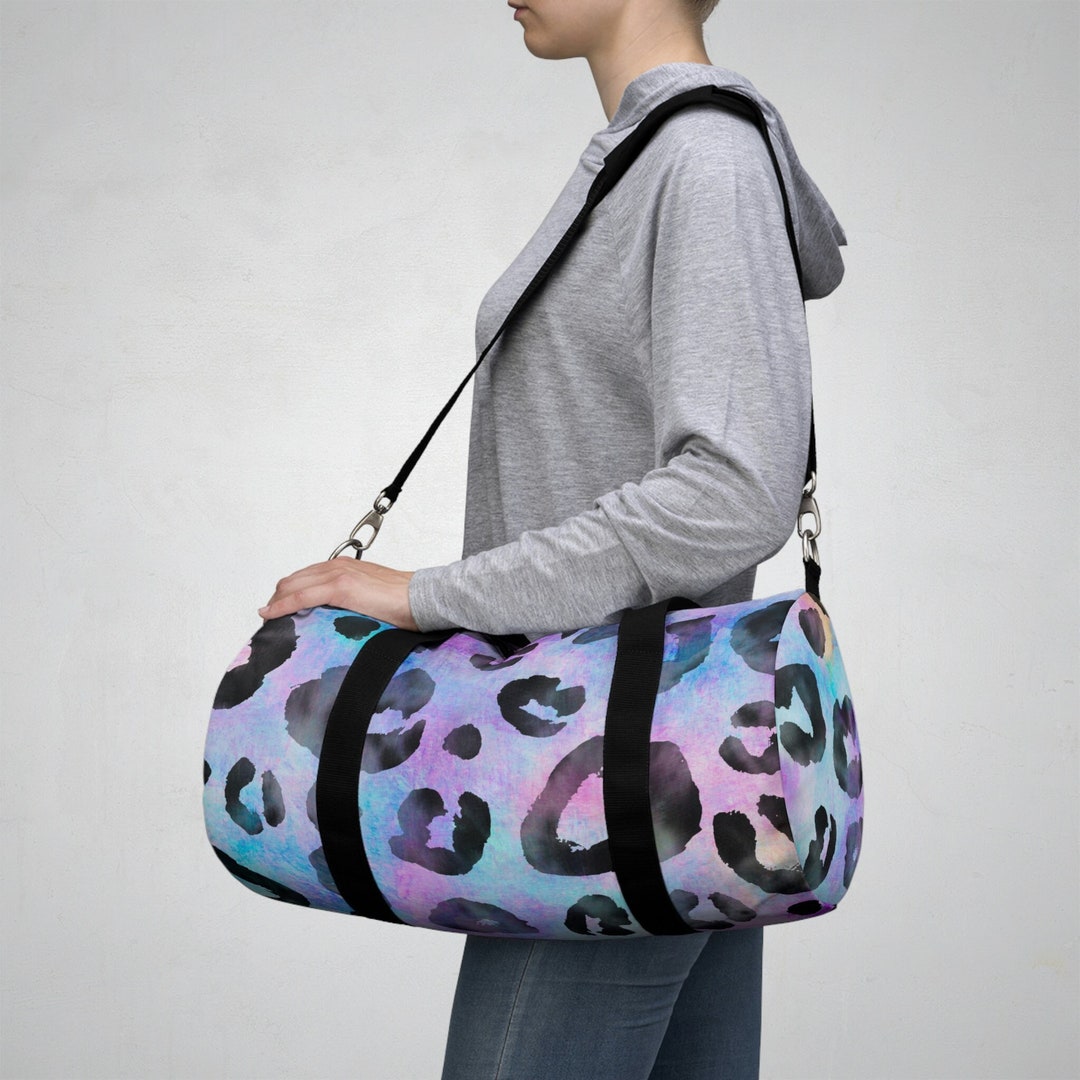 Leopard Print Women's Duffle Bag, Patterned Duffel Bag W/ Shoulder ...