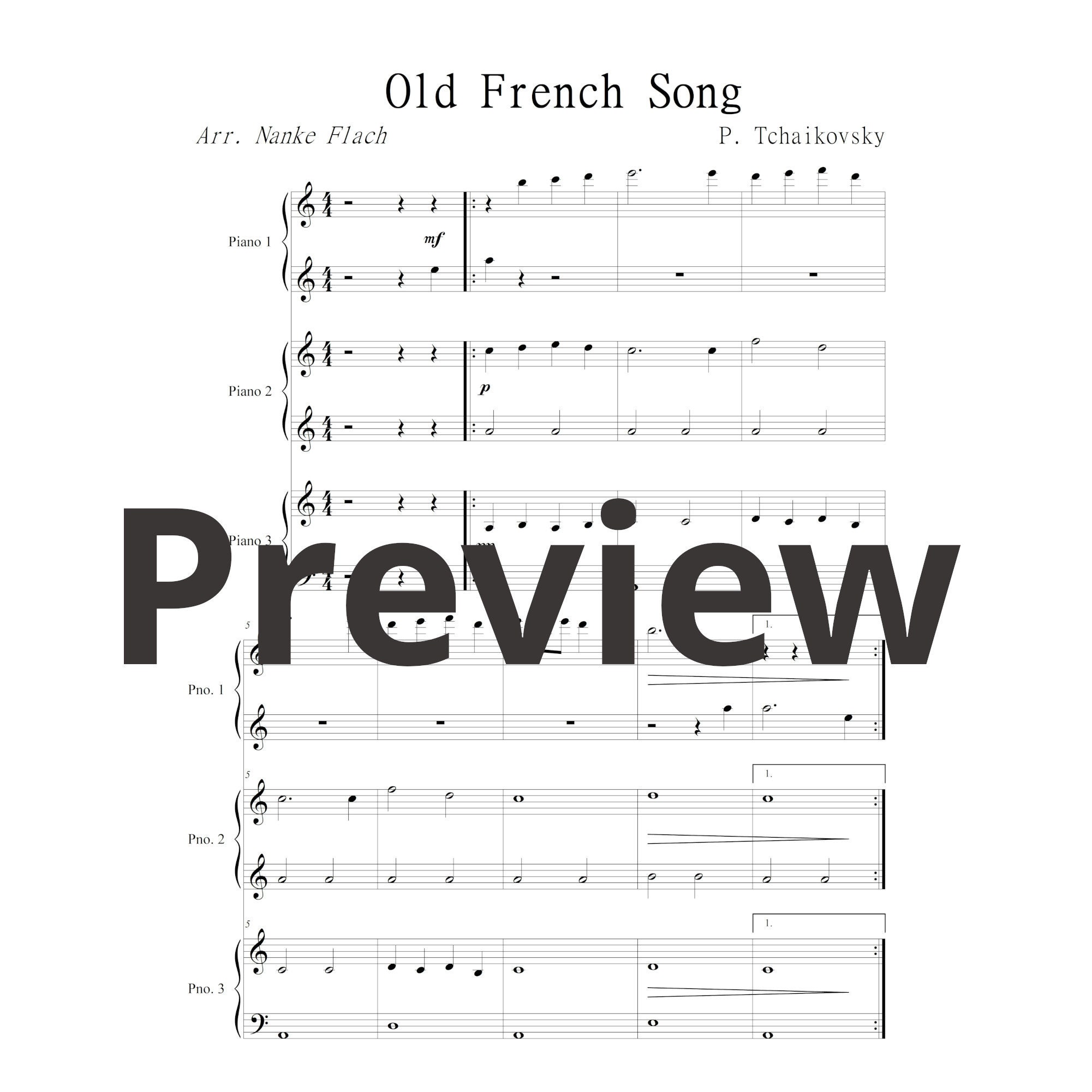 Tchaikovsky Old French Song Sheet Music & Mp3 Play Along 1 Piano 6 ...